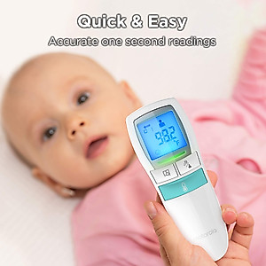 Motorola Care 3-in-1 Non-Contact Baby Forehead Thermometer - Body, Food or Liquid Temperature, Handheld Clinical Device for Kids, Adults - No Touch, Quick & Accurate Reader-Large Display, White