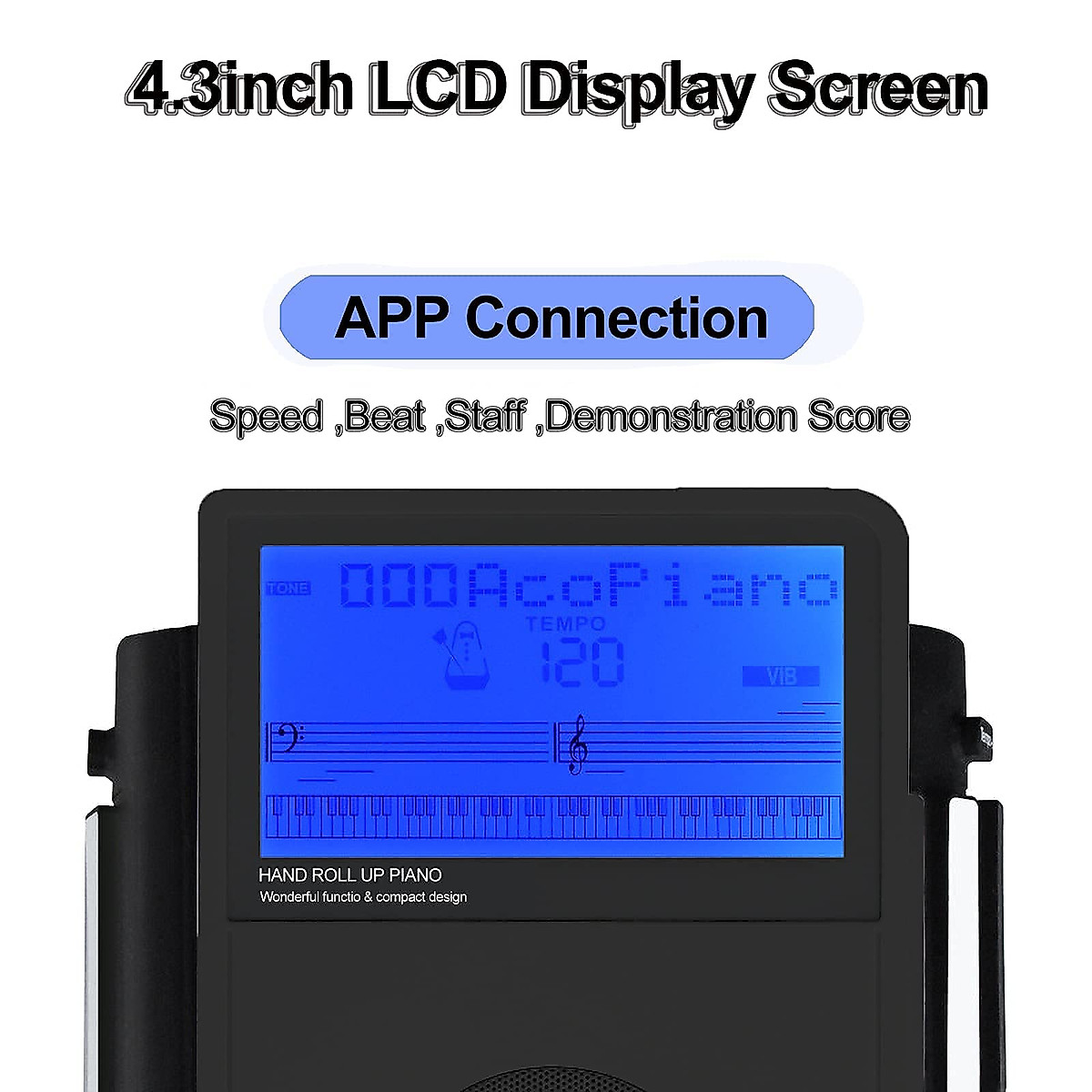 SURNUO Portable Roll Up 88 Keys Piano Keyboard with LCD Display, Digital Electric Hand Roll Piano Keyboard with 2000mAh Rechargeable Battery Christmas Gifts