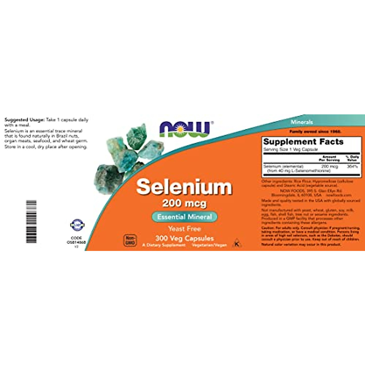 Now Foods Selenium 200mcg Capsules, 300 Count (Pack of 2) - L Selenomethionine Mineral Supplement for Women & Men - Veg Caps, Non-GMO, Vegan Friendly, Yeast-Free