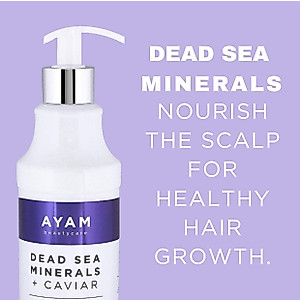 AYAM Beautycare Dead Sea Minerals + Caviar Shampoo & Conditioner Set, Anti-Aging Replenishing Moisture for Dry and Damaged Hair 13.5 Fl Oz Ea (Set of 2).