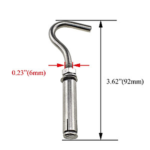 Hahiyo M6 304 Stainless Steel Expansion Hook Bolt Eye Self-Tapping Screws Open Cup Hold Secure Rock Solid Hard to Pull Out Easy Install for Hanging String Lights Ceiling Silver 5pieces