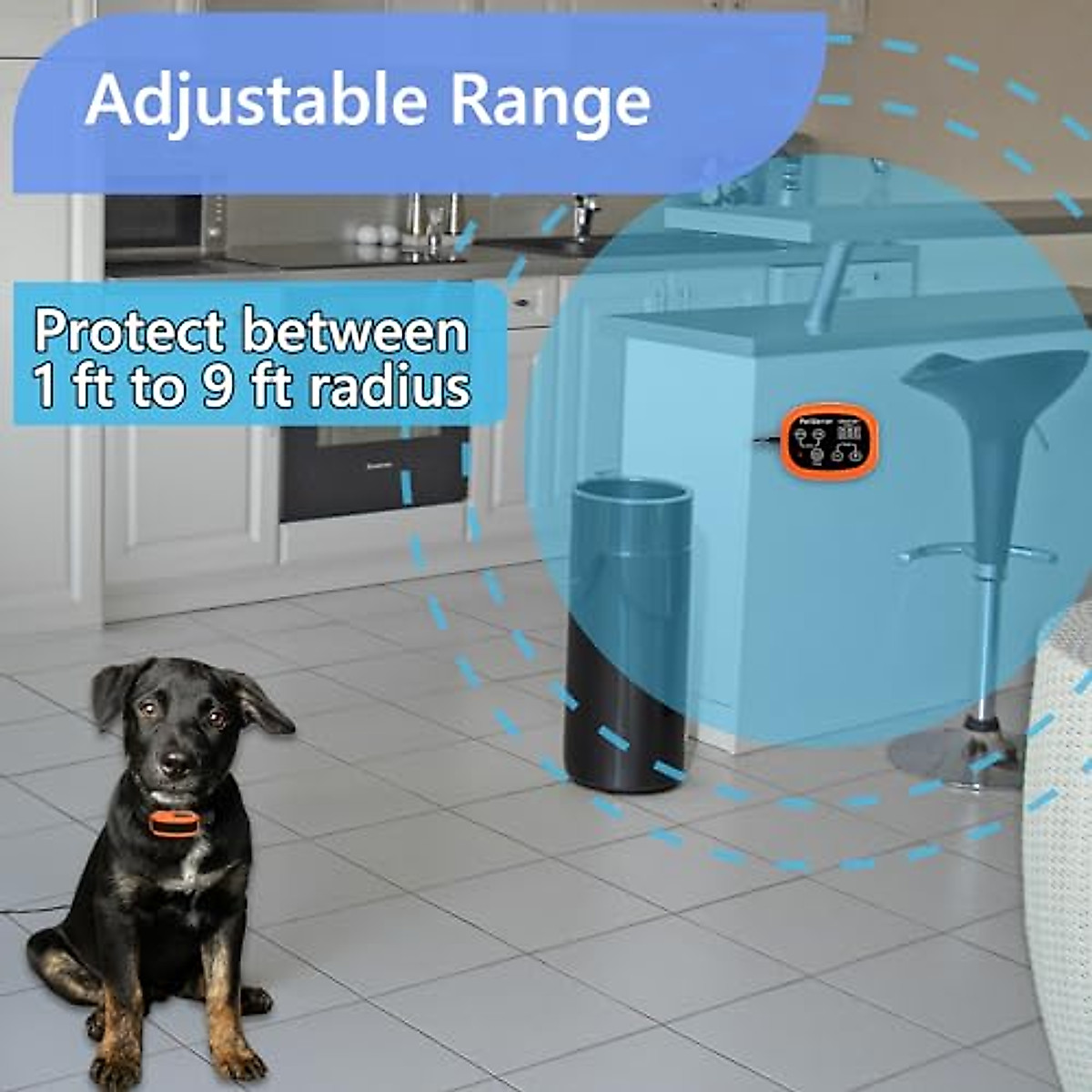 UltraCrab Indoor Pet Barrier for Dogs,Wireless Indoor Electric Fence,Pet Gate, Keeps Areas Off Limits,Dog Home Proofing, Waterproof/Rechargeable/Beep/Static Training Collar,Orange Kit
