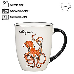 Ceramicfor Octopus Heat Changing Coffee Mug Cool Color Changing Mug Christmas Birthday Gifts for Men Women