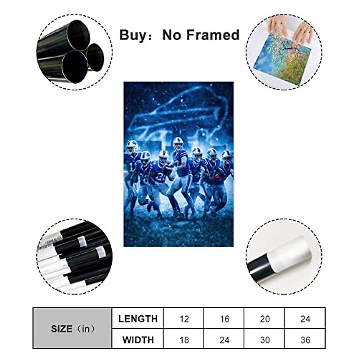 TUBALU Josh Allen, Stefon Diggs Poster Art Canvas Bedroom Wall Art Decor Picture Print Offices Dorm Room Decor Gifts Unframe:12x18inch(30x45cm)