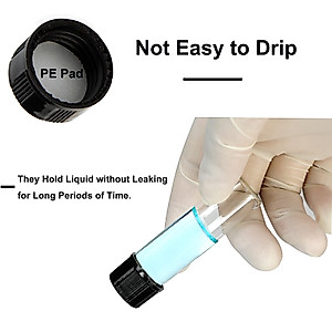 ALWSCI 1/2 Dram Glass Vials, Small Liquid Sample Vial, 2 ml Borosilicate Glass Empty Vials with Caps, 9-425 Black Closed Top Screw Caps with PE Liner, Pack of 100