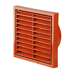 Terracotta Square Louvre Extractor Air Vent & Back Draught Ducting Shutter