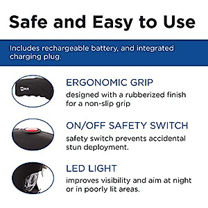 Mace Brand 2,400,000 Volt Ergo Stun Gun with Bright LED Light (Black) – Features On/Off Safety Switch, Stun Button – Holster Included, Rechargeable Battery, Mace Stun Gun for Self Defense, Made in USA