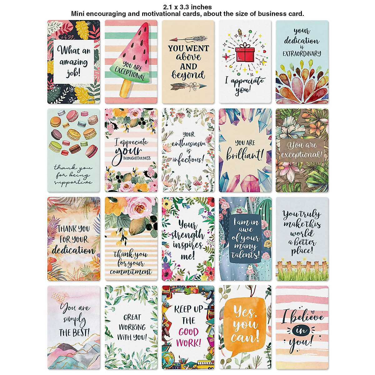 Dessie Motivational Cards - 63 Unique Inspirational Cards. Business Card Sized Encouragement Cards for Employees, Thinking of You Gifts, Appreciation Cards, Kindness Cards, Lunch Box Notes