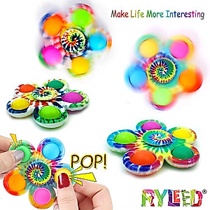 RYLEED 8 Pack Pops Fidget Toys, It is Includes( 2 Game Controller Gamepad Shape+ 2 Small Poppit Keychain+ 2 Fidget Spinner Toys+ 1 Keyboard Shape+ 1 Rocket Shape Snap Toy)