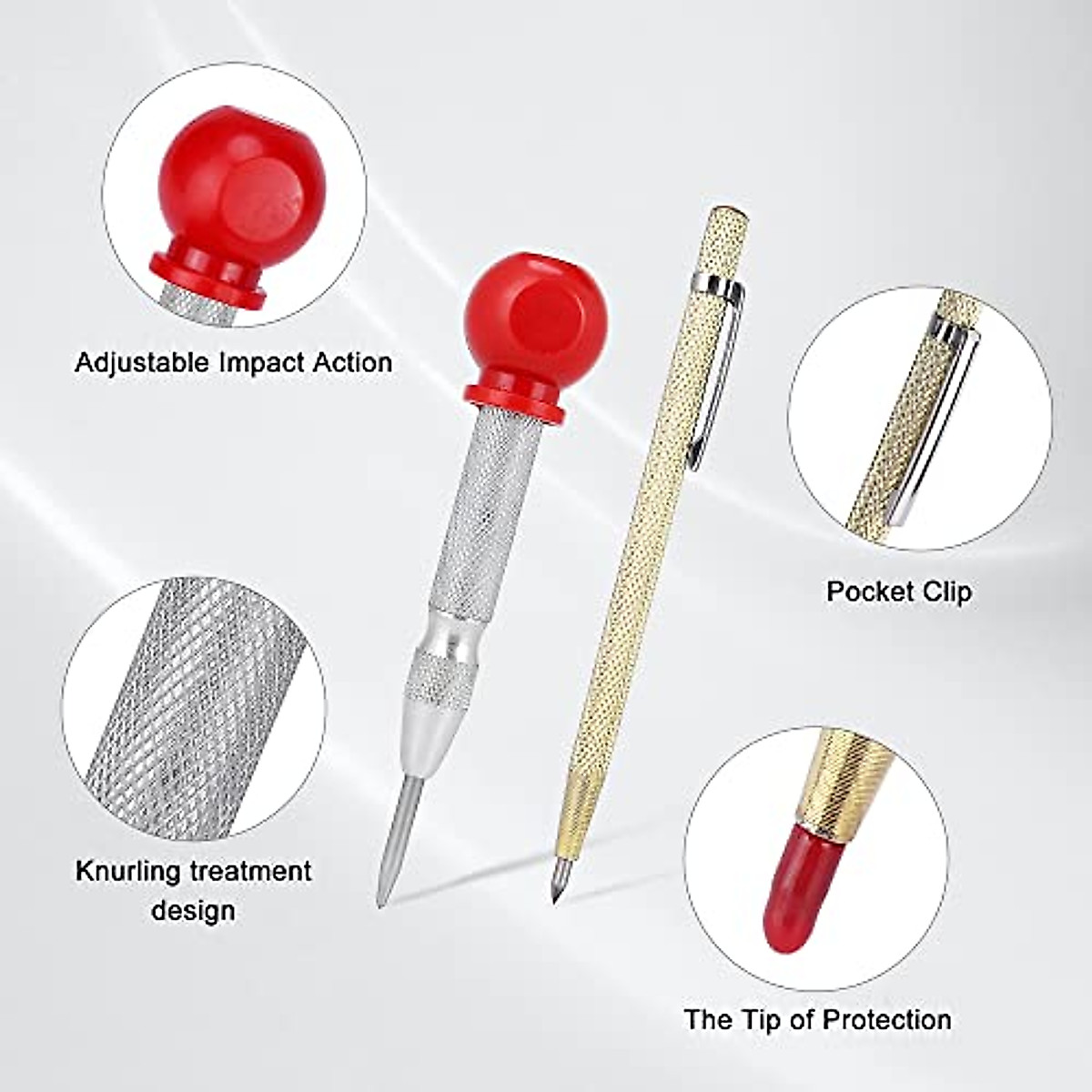 ACBungji 23 Pcs Mechanical Carpenter Pencils Set with Metal Solid Pencil Marking Tool Built-in Sharpener, Carbide Scriber Tool, Center Punch and Refills for Woodworking Architect Construction