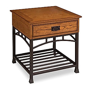 Modern Craftsman Distressed Oak End Table by Home Styles, Brown 22D x 22W x 24.5H in