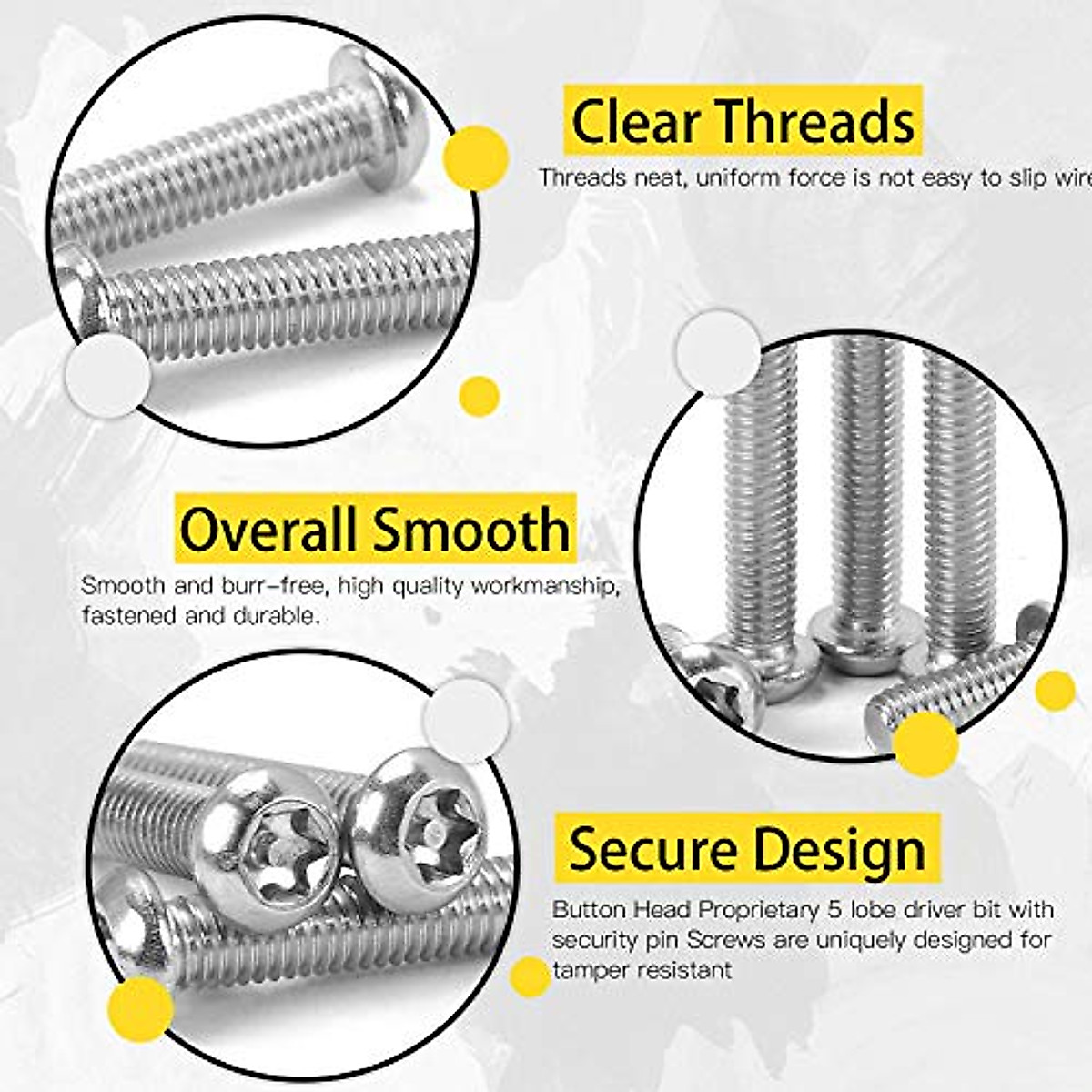 Hilitchi M6 30PCS Button Head Torx Security Screws Stainless Steel Tamper Proof Screws w T30 Bit (M6X50)