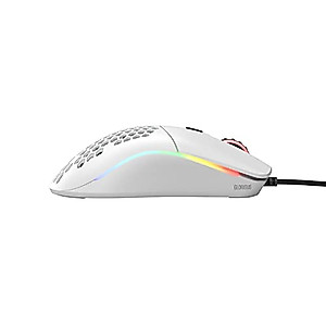Glorious Gaming Mouse - Model O Minus 58 g Superlight Honeycomb Mouse, RGB Mouse - Matte White Mouse, USB Gaming Mouse