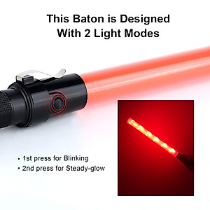 2 Pieces 21-inch Signal Traffic Safety Baton Light Traffic Control Wand 6 Red LED with 2 Flashing Modes,Using 2 C-Size Batteries (Not Included)