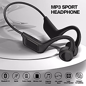 VUKU Bone Conduction Headphones, Open Ear Headphones Wireless Sports Bone Conduction Head Set with Mic, Bone Conduction Headphones Bluetooth for Hiking Cycling Workout Running