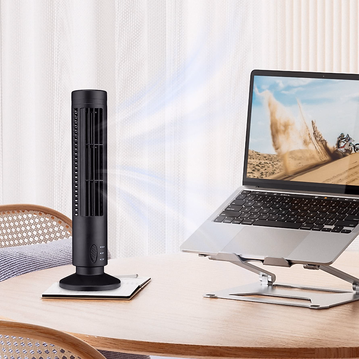 KUYYFDS Desk Fan, Tower Fan Oscillating Floor Fan Bladeless Cooling Fan Portable Vertical Conditioner for Office Home Black