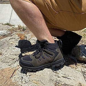 LAPG Terrain Dark Charcoal Mid Hiking Boots for Men, Men's Lightweight Hiking Boots, Ankle Hiking Boots for Men - 4-Standard