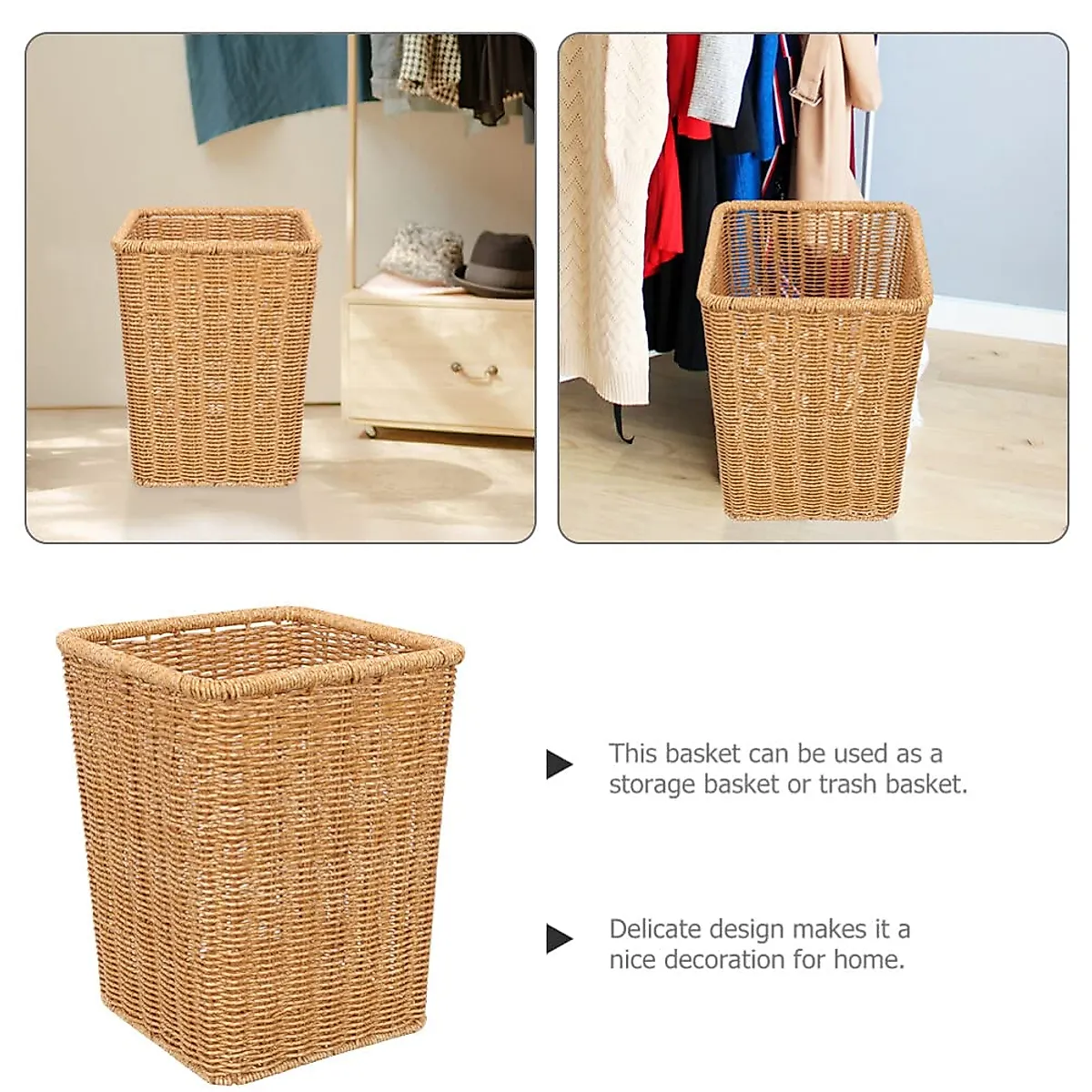 Cabilock Crevice Trash Can Magazine Basket Pastoral Style Garbage Bin Kitchen Trash Recycle Basket Bin Trash Basket Mini Garbage Can Toy Storage Bread Office Storage Basket Plastic