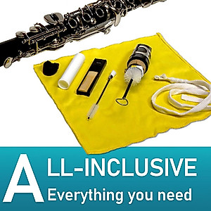 Libretto Clarinet All-Inclusive Care Kit: Mouthpiece Brush + Dust Brush + Microfiber Cleaning Cloth + Thumb Rest + Premium Cork Grease, Microfiber Pad Dryers x 3, Time to Clean Your Clarinet!