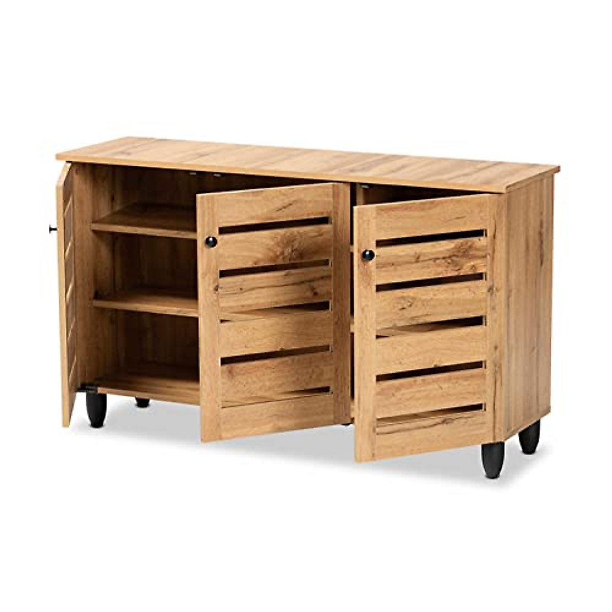 Baxton Studio Gisela Modern and Contemporary Oak Brown Finished Wood 3-Door Shoe Storage Cabinet