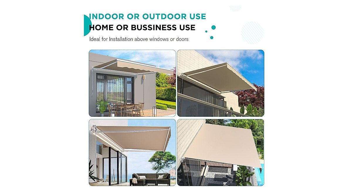 AECOJOY 13'×8' Manual Retractable Awning Sun Shade Patio Awning Cover Outdoor Patio Canopy ...