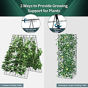 Giantex 8 Panels Cucumber Trellis, A-Frame Garden Trellis for Plant Climbing, Greenhouse Vegetable Fruit Grow Support with 18 Clips, 16 Ground Stakes, 8 Spiral Connectors, 12 Cable Tie, Twist Tie