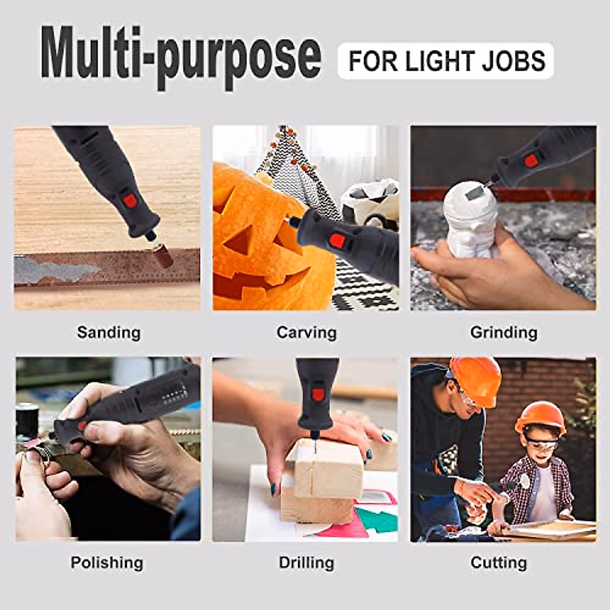 Powertough Cordless Rotary tool with 99pcs accessories Mini Grinder with 2.0A 8v Battery 5 speed 4 front LED light high speed low vibration (Cordless Rotary tool with 99pcs accessories)