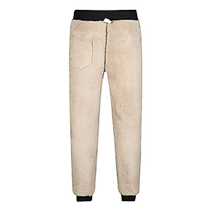 Gihuo Men's Sherpa Lined Athletic Sweatpants Winter Warm Track Pants Ribbed Leg Jogger Pants(Black, Large)