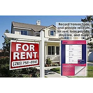 Cash Money and Rent Receipt Books, 4 Pack, Large Size, 2-Part Carbonless (White/Canary Yellow), 7-5/8 x 10-7/8 inches, by Better Office Products, 4 Sets per Page, 200 Sets per Book (800 Total Sets)