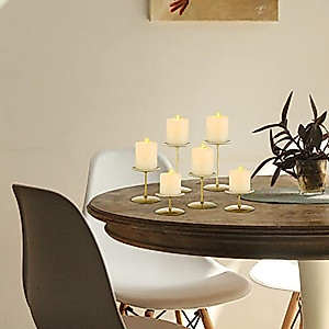 Golden Cylindrical Candle Holder Set (6 Piece Set) Metal Candle Holder Holder, Used for Table Decoration, Home Decoration, Wedding