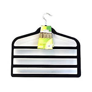 18123B Uniware (4 Tier) Flocked Velvet Pants Hanger,(Set of 4) (Black)