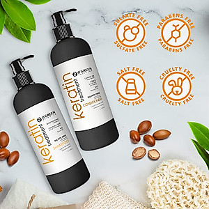 Keratin Shampoo and Conditioner Pump Set - Argan Oil for Dry Thinning Hair, Sulfate Salt Parabens Free - Anti Frizz - Clarifying And Protective Keratin Complex