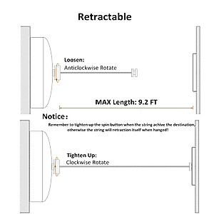 BESy Retractable Clothesline SUS304 Stainless Steel Clothes Dryer with Adjustable Stainless Steel Rope String Hotel Style Heavy Duty,9.2 Feets,Black Finish, Round Style