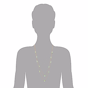 COOLSTEELANDBEYOND Gold Statement Necklace Two-Strand Long Chains with light Green Cone Crystal Beads Charms Pendant