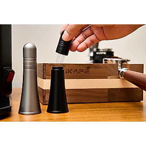 IKAPE WDT Tools, Espresso Stirrer Distribution Tool for Barista, 0.25MM 6 Needles Espresso Coffee Stirrer with Stand and Extra 6 Needles (Black)