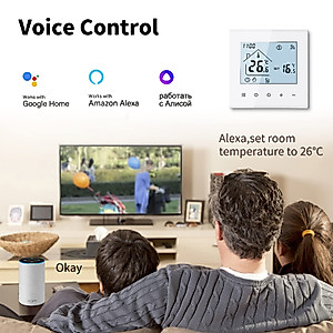MincoHome Smart Thermostat 16A Save Energy Underfloor Heating Temperature Controller WiFi Voice App Connect Compatible Amazon Alexa, Google Assistant (White for Electric Heating)