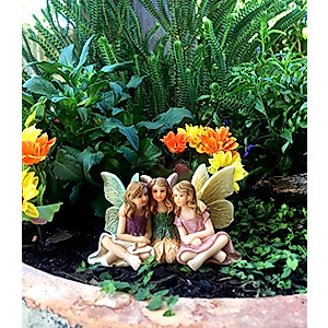 PRETMANNS Fairies for Fairy Garden - Garden Fairy Figurines - Garden Fairies for a Miniature Fairy Garden - Adorable Sitting Fairy Garden Fairies - 1 Piece Sister Fairies