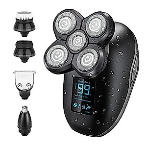 5-in-1 Electric Razors for Women, Wet/Dry 5D Women Razor & Hair Trimmer with USB Adapter & Charging Cable,5D Rechargeable Rotary Shaver with Lithium-Ion Battery, Water Resistant Grooming Kit