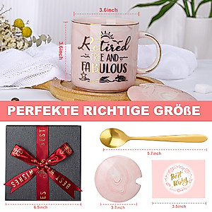 Retirement Gifts for Women 2024 - Retirement Gifts for Women, Coworker Leaving Gifts, Farewell Gifts, Going Away, Goodbye Gifts, Retired Free And Fabulous -14oz Pink Marble Coffee Mug, Gift box