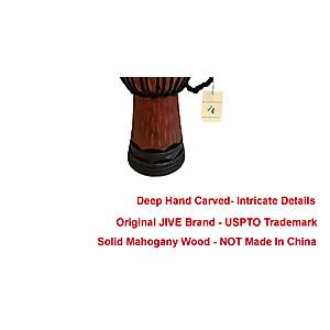 JIVE Djembe Drum African Bongo Congo Wood Drum Deep Carved Solid Mahogany Goat Skin Professional Quality 16" High