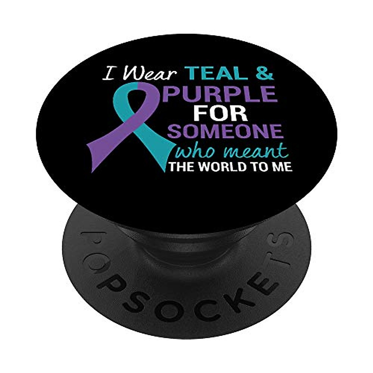 Semicolon Teal & Purple Ribbon Suicide Awareness PopSockets Swappable PopGrip