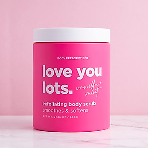 Body Prescriptions Exfoliating Body Scrub – Body Cleanser for Nourished, Ultra-Smooth Skin, Vanilla and Mint (Love You Lots)