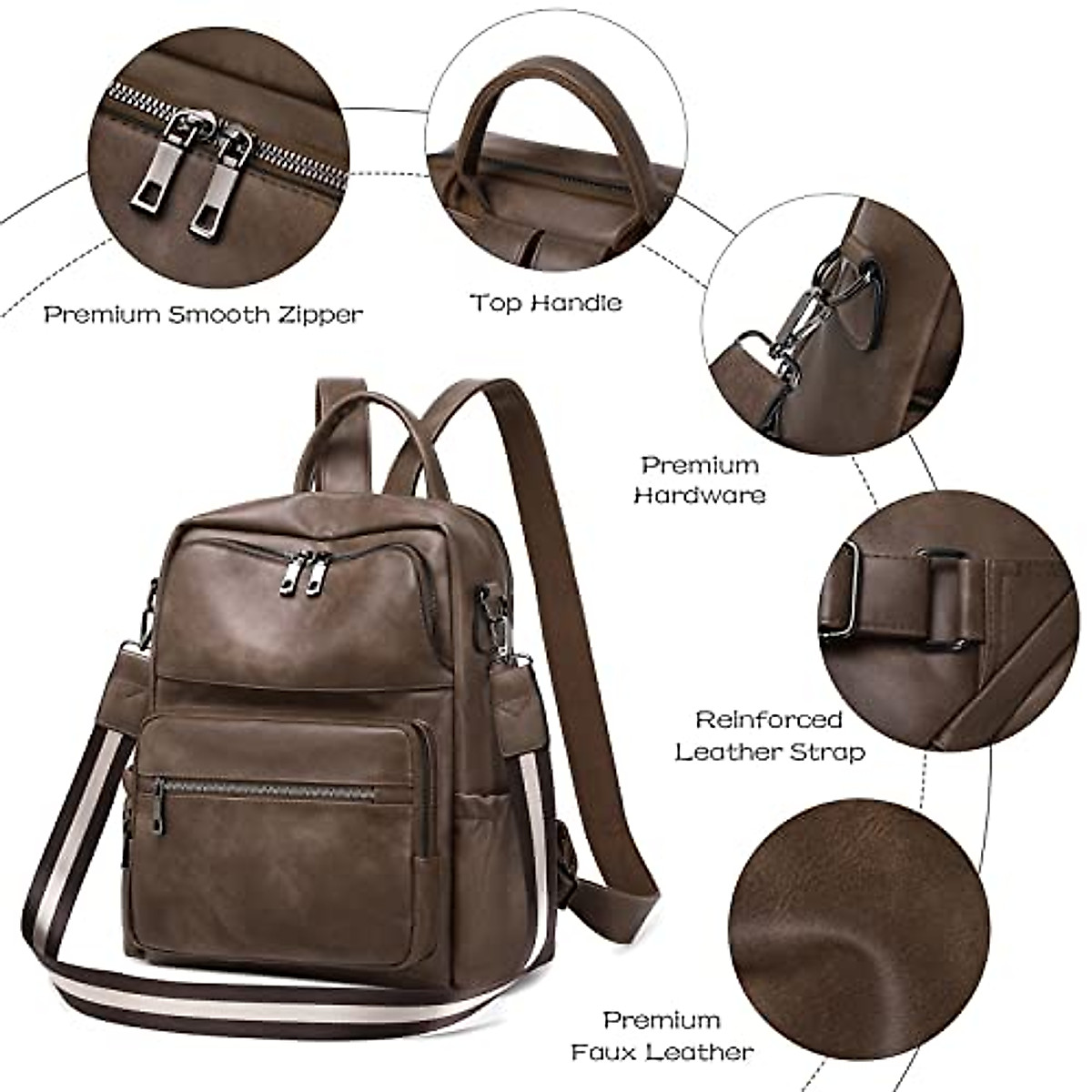 MYHOZEE Backpack Purse for Women, Fashion Backpacks Handbags PU Leather Black Back Pack Purses Anti Theft Work Travel Bagpack Designer Satchel Bags Convertible Shoulder Bag with Removable Strap