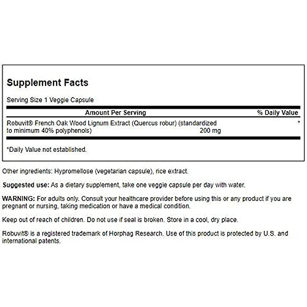 Swanson Robuvit French Oak Wood Extract 200 Milligrams 30 Veg Capsules (2 Pack)