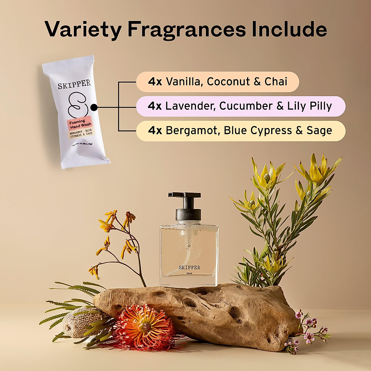 Tirtyl Skipper Foaming Hand Soap Tablet Refills - 6 Pack - 48 fl oz total (6x 8 fl oz) - Rebranded - Compostable Packaging - Variety Fragrance Pack