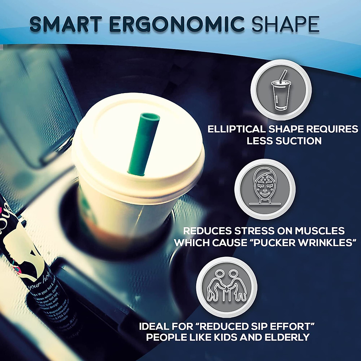 HotSips SingleSips Reusable Drinking Straw with Petite Travel Case, Made in USA, Medium 8-20 Cold or Hot, Coffee, Tea, Water Perfect On-The-Go Portability Dishwasher Safe BPA Free Food Grade