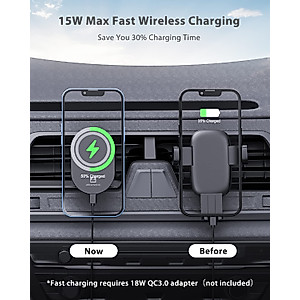 Magnetic Wireless Car Charger Mount, Compatible with Magsafe Car Charger Air Vent Phone Mount Magnetic Phone Car Mount with Powerful Magnetic Pull for iPhone 14 13 12 Pro Max Mini