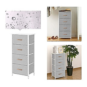 AZL1 Life Concept 4 Drawer Fabric Dresser Storage Tower, 17.7 inches, Light Grey-1