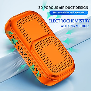 CEKKIENA [3-in-1] Carbon Monoxide Detector Portable Mini Air Quality Monitor with Lanyard Alarm CO Gas Meter Temperature Humidity Sensor Built-in 1000mAh Battery, Indoor/Outdoor (Orange)