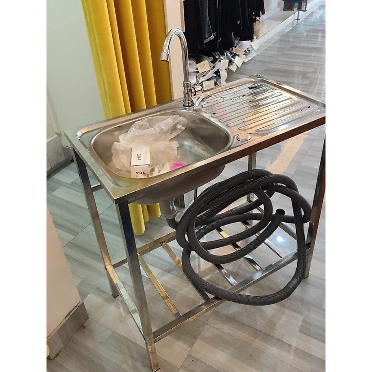 Stainless Steel Laundry Sink, 1 Compartment Single Bowl Kitchen Utility Sink, Commercial Workstation Sink Basin for Outdoor Garage Restaurant Kitchen Room, Inner Size 13.8"L x 12.2" W x 6.3"D